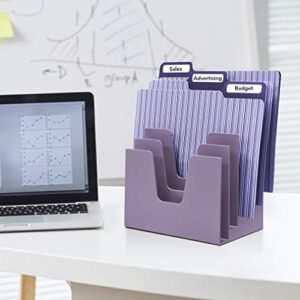 Acrimet Incline Desk File Sorter Step 5 Sections Heavy Duty (Solid Purple Color)