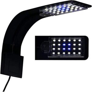 ic instant coach 10w super slim aquarium fish tank 5730 led light clip-on lamp aquatic plant lighting (black body white+blue light)