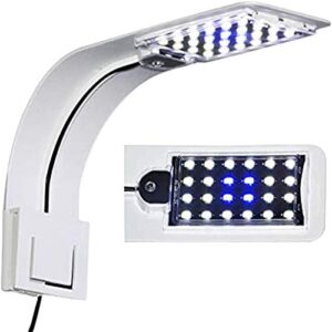 ic instant coach 10w super slim aquarium fish tank 5730 led light clip-on lamp aquatic plant lighting (white body white+blue light)