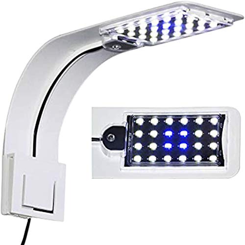 IC INSTANT COACH 10W Super Slim Aquarium Fish Tank 5730 LED Light Clip-on Lamp Aquatic Plant Lighting (White Body White+Blue Light)