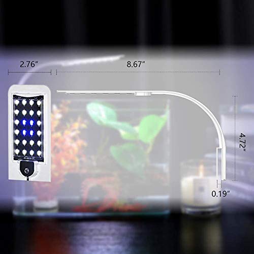 IC INSTANT COACH 10W Super Slim Aquarium Fish Tank 5730 LED Light Clip-on Lamp Aquatic Plant Lighting (White Body White+Blue Light)