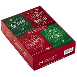 Image Arts Christmas Boxed Cards Assortment, Elegant Lettering (4 Designs, 24 Cards with Envelopes)