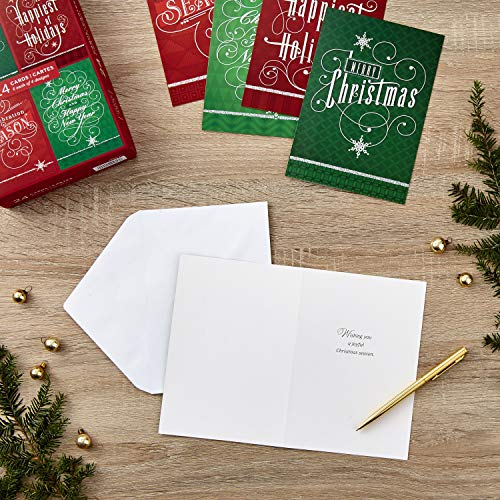 Image Arts Christmas Boxed Cards Assortment, Elegant Lettering (4 Designs, 24 Cards with Envelopes)