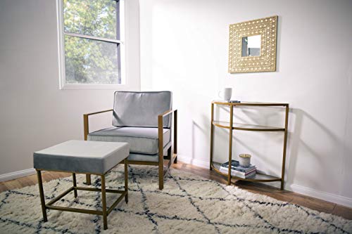 Spatial Order Hudson Modern Velvet Ottoman, Gold Metal Frame, Black