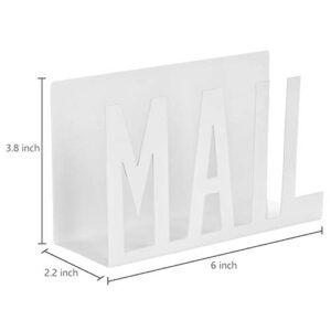 MyGift Modern White Metal Mail Holder Countertop Organizer with Cutout Mail Lettering Design, Office Desktop Envelope and Document Storage Rack