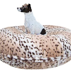 BESSIE AND BARNIE Signature Aspen Snow Leopard Luxury Extra Plush Faux Fur Bagel Pet/Dog Bed (Multiple Sizes)