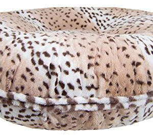 BESSIE AND BARNIE Signature Aspen Snow Leopard Luxury Extra Plush Faux Fur Bagel Pet/Dog Bed (Multiple Sizes)