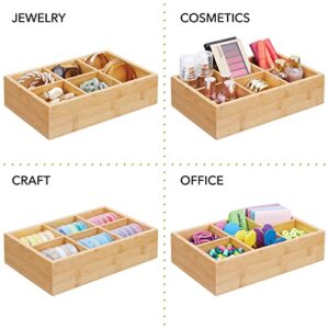 mDesign Bamboo Tea & Food Storage Organizer Container Box - Wooden Holder Case for Tea Bags, Coffee, Snacks, Sugar, Sweeteners, and Small Packets - Echo Collection - Natural Wood