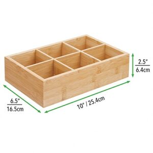 mDesign Bamboo Tea & Food Storage Organizer Container Box - Wooden Holder Case for Tea Bags, Coffee, Snacks, Sugar, Sweeteners, and Small Packets - Echo Collection - Natural Wood