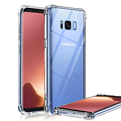 Galaxy S8 Plus Case Crystal Clear Shockproof Bumper Protective Cell Phone Case for Samsung Galaxy S8 Plus Transparent Pure TPU Back Covers for Men Women Boys Girls Flexible Slime Fit Rubber Silicone