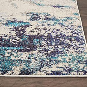 Nourison Celestial Modern Abstract Ivory/Teal Blue 5'3" x 7'3" Area-Rug, Easy-Cleaning, Non Shedding, Bed Room, Living Room, Dining Room, Kitchen (5x7)