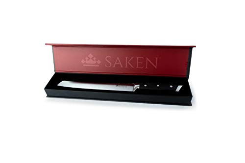 Saken Serrated Bread Knife 10 Inch - High-Carbon German Steel Serrated Knife with Ergonomic Black Pakkawood Handle and Full-Tang Design - Long Bread Knife Slicer Great for sourdough