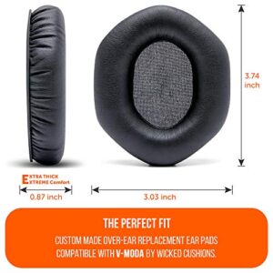 WC Wicked Cushions Replacement XL Ear Pads For Vmoda Headphones - Compatible with Vmoda M100 & Crossfade Series | Soft Leather, Luxurious Memory Foam, Added Thickness, Enhanced Noise Isolation | Black