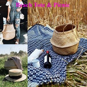 Natural Craft Extra Large Size(16x16x15 inches) Seagrass Belly Basket for Storage, Laundry, Picnic and Woven Straw Beach Bag - Plant Pots Cover Indoor Decorative