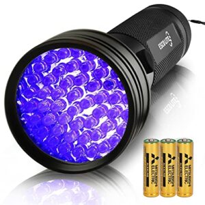 black light uv flashlight, escolite 51 led blacklights for pet urine detection, blue light flashlight, ultraviolet flashlights for dog urine, scorpions, dry stains, bed bug(include 3aa batteries )