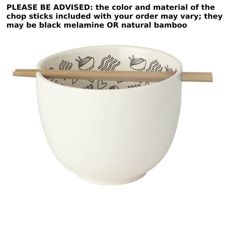 Enesco 6002424 Our Name is Mud Hopeless Ramen-Tic Soup Bowl and Chopsticks Set, White, 5 Inches