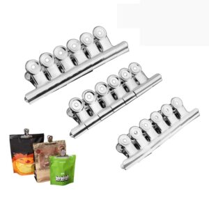 chip clips bag clips food clips set of 18 - messar stainless steel heavy duty clips for bag, silver - all-purpose air tight seal good grip clips for home kitchen office school (18-pack)