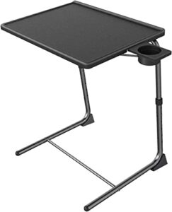 adjustable tv tray table - tv dinner tray on bed & sofa, comfortable folding table with 6 height & 3 tilt angle adjustments (black)