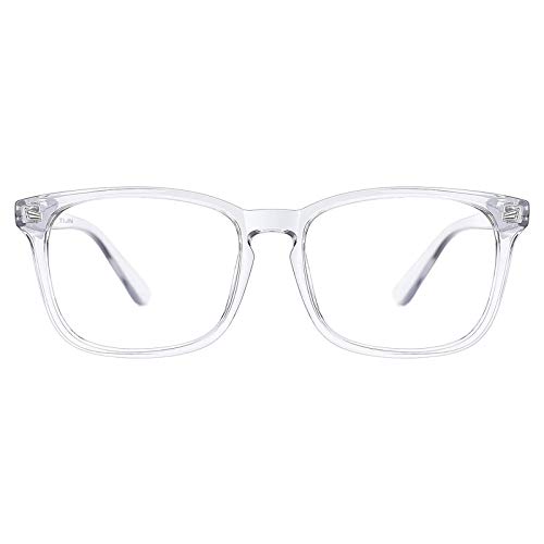 TIJN Blue Light Blocking Glasses for Women Men Clear Frame Square Nerd Eyeglasses Anti Blue Ray Computer Screen Glasses