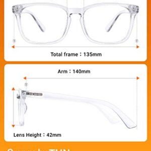 TIJN Blue Light Blocking Glasses for Women Men Clear Frame Square Nerd Eyeglasses Anti Blue Ray Computer Screen Glasses