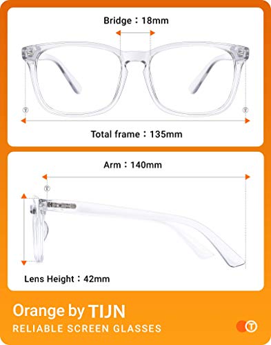 TIJN Blue Light Blocking Glasses for Women Men Clear Frame Square Nerd Eyeglasses Anti Blue Ray Computer Screen Glasses