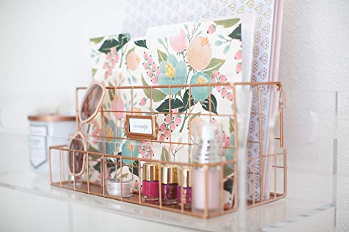 Blu Monaco Rose Gold Desk Organizer - Mail Organizer - 2 Tier Mail Basket - Metal Mail Sorter Inbox - Desk Accessories Women Office