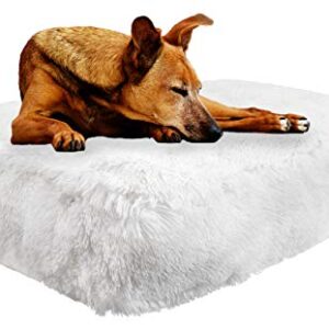 Bessie and Barnie Rectangle Dog Bed - Extra Plush Faux Fur Dog Bean Bag Bed - Fluffy Dog Beds for Large Dogs - Waterproof Lining and Removable Washable Cover - Multiple Sizes & Colors Available