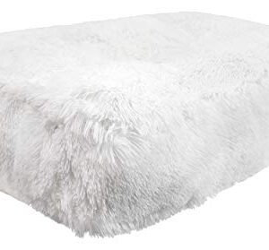 Bessie and Barnie Rectangle Dog Bed - Extra Plush Faux Fur Dog Bean Bag Bed - Fluffy Dog Beds for Large Dogs - Waterproof Lining and Removable Washable Cover - Multiple Sizes & Colors Available