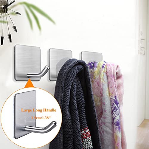 FOTYRIG Heavy Duty Adhesive Hooks Towel Hook Stick on Hooks Wall Hangers Waterproof Stainless Steel Sticky Hooks for Hanging Bathroom Kitchen Home-4 Packs