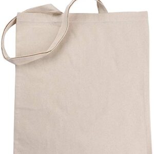 ATMOS GREEN 20 Pack 15x16 inch with 27" long handle 5 Oz NATURAL color Recycled Cotton Tote Bags Sustainable Eco Friendly reusable grocery super strong great for promotion branding gift MADE in INDIA