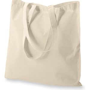 ATMOS GREEN 20 Pack 15x16 inch with 27" long handle 5 Oz NATURAL color Recycled Cotton Tote Bags Sustainable Eco Friendly reusable grocery super strong great for promotion branding gift MADE in INDIA