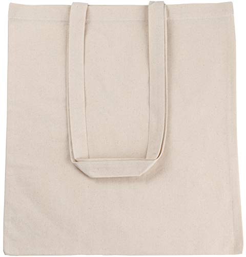 ATMOS GREEN 20 Pack 15x16 inch with 27" long handle 5 Oz NATURAL color Recycled Cotton Tote Bags Sustainable Eco Friendly reusable grocery super strong great for promotion branding gift MADE in INDIA