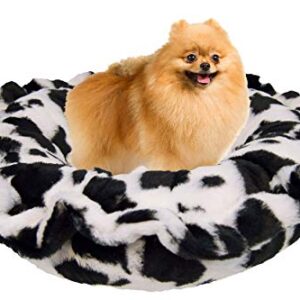 Bessie and Barnie Ultra Plush Spotted Pony/ Snow White Deluxe Luxury Shag Dog/Pet Lily Pod Bed Machine Washable