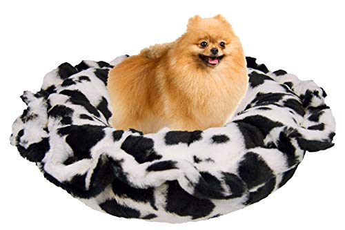 Bessie and Barnie Ultra Plush Spotted Pony/ Snow White Deluxe Luxury Shag Dog/Pet Lily Pod Bed Machine Washable