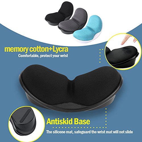 Mouse Wrist Rest， Iwork Wrist Rest Pad for Easy Typing Pain Relief Keyboard Wrist Rest Memory Foam Wrist Rest for Office/Gaming/Computer/Laptop/Mac Mouse Wrist Rest Pad Support Gaming (Black)