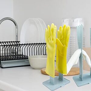 Kitchen Glove Holder Mitten Dryer Reusable Bag Dish Towel Drying Organizer Plastic Washing Rack Sink Hanger Stand(Blue)