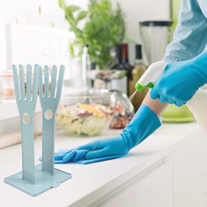 Kitchen Glove Holder Mitten Dryer Reusable Bag Dish Towel Drying Organizer Plastic Washing Rack Sink Hanger Stand(Blue)