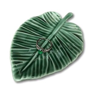 home smile leaf trinket dish decorative ring dish holder for jewelry engagament wedding birthday gifts