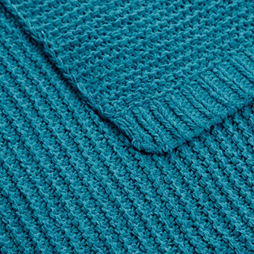 Amazon Basics Knitted Chenille Throw Blanket - 60 x 80 Inches, Teal