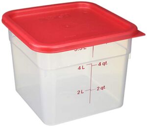 cambro 6sfspp190 camsquare storage container, translucent, 6 qt with lid