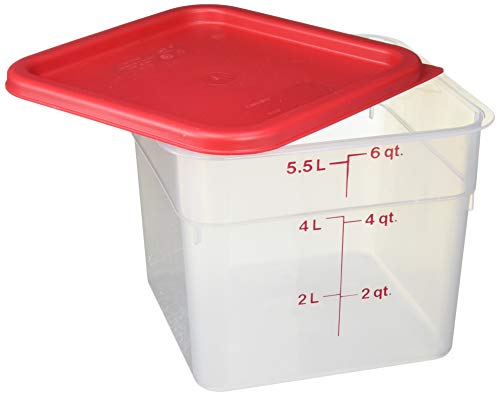 Cambro 6SFSPP190 CamSquare Storage Container, Translucent, 6 qt with Lid