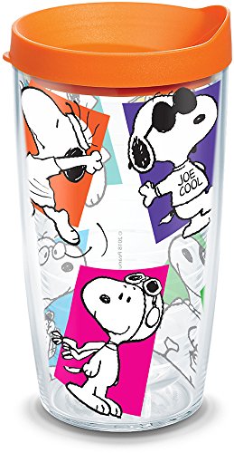 Tervis Peanuts Multi-Snoopy Made in USA Double Walled Insulated Tumbler Cup Keeps Drinks Cold & Hot, 16oz, Clear