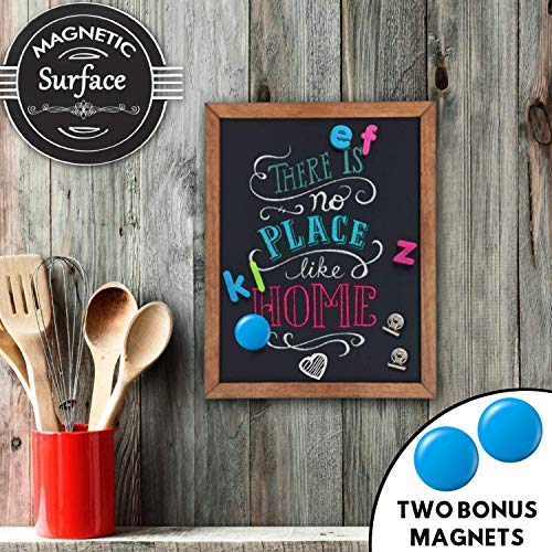 Premium 11x14 Small Chalkboard - Rustic Pine Wood Frame | Kitchen Wall Decor, Tabletop Signs for Weddings, Menu Board with Magnetic, Non-Porous Surface | Wipes Easily with Regular/Liquid Chalk