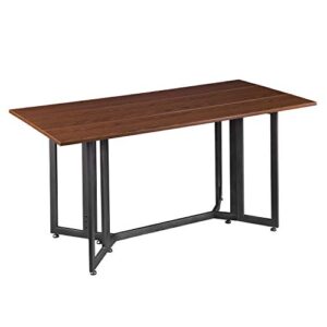 sei furniture driness drop leaf console to dining convertible table, dark tobacco, gunmetal gray