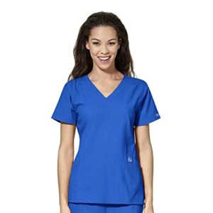 wonderwink w123 women’s stylized v-neck scrub top — royal, 2x