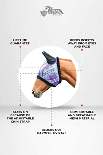 Kensington Horse Fly Mask with Protective Mesh and Plush Fleece Ears- Protection from Bites and Perfect for Wound Recovery, Pony, Lavender Mint