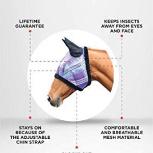 Kensington Horse Fly Mask with Protective Mesh and Plush Fleece Ears- Protection from Bites and Perfect for Wound Recovery, Pony, Lavender Mint