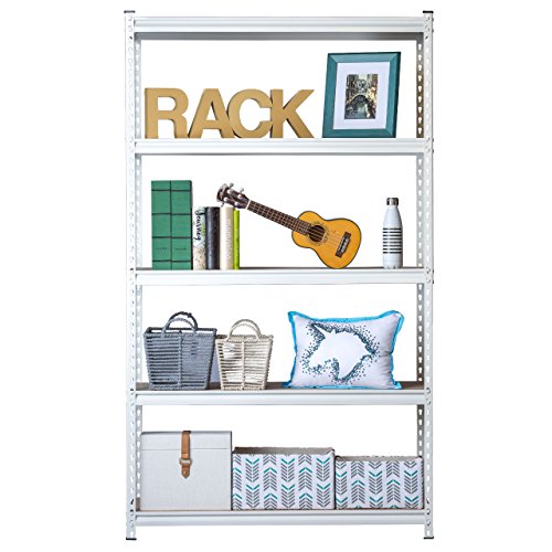 King’s Rack 5-Tier Black Steel Storage Rack Boltless Shelving Tier Height Adjustable 36" W x 18" D x 72" H (White)