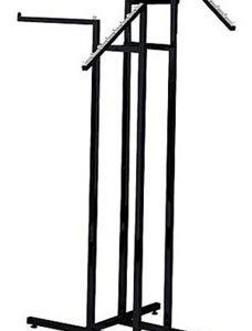 SSWBasics Four Way Clothing Rack with Straight and Slant Arms - Black