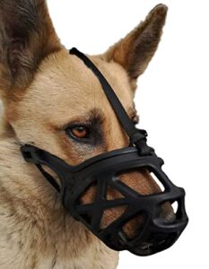 dog muzzle, breathable basket muzzles for small, medium, large and x-large dogs, stop biting, barking and chewing, best for aggressive dogs (large, black)